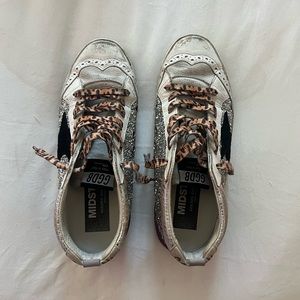 Golden Goose | Shoes | Authentic Silver Sequin Cheetah Lace Mid Star ...